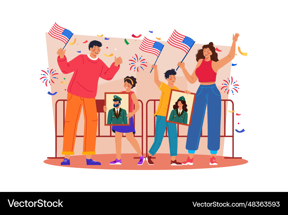 Communities hold parades and events to remember Vector Image