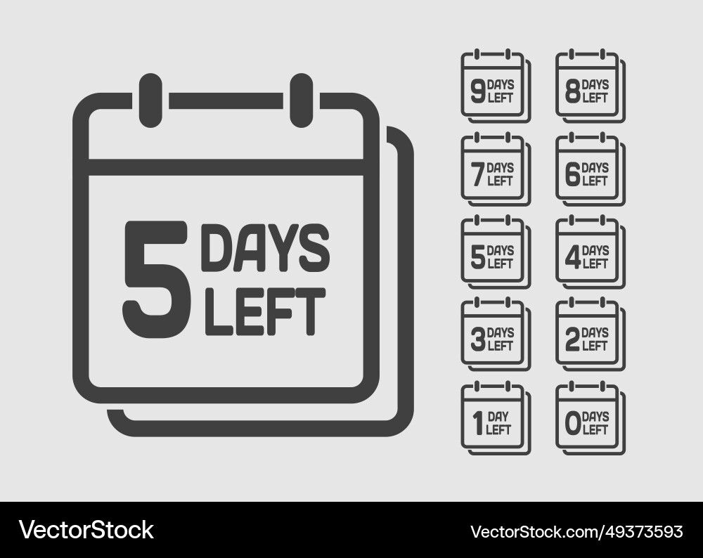 Countdown daily page calendar icon - 5 days left Vector Image