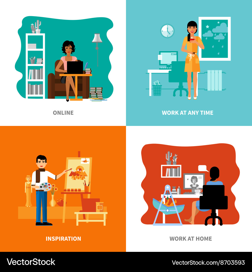 Different possibilities of freelancers set Vector Image