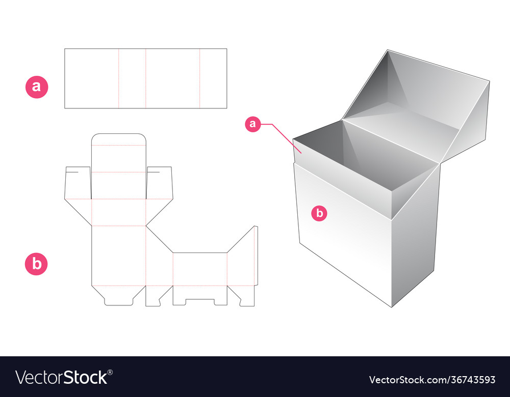 Flip rectangular box die cut template Royalty Free Vector