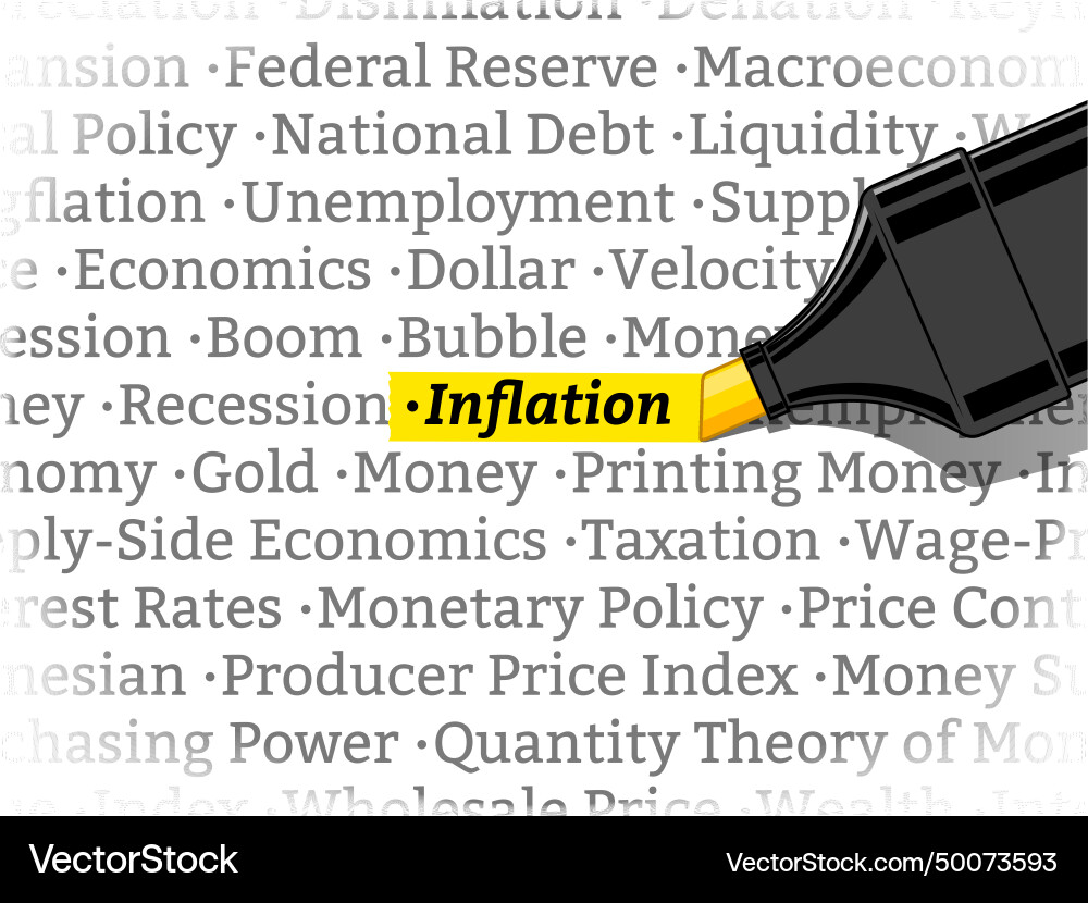 Highlighter highlights the word inflation Vector Image