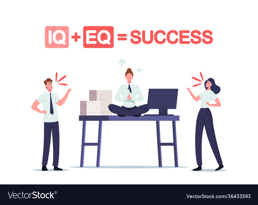 Iq and eq equal success concept office people Vector Image Iq and eq equal success concept office people Vector Image