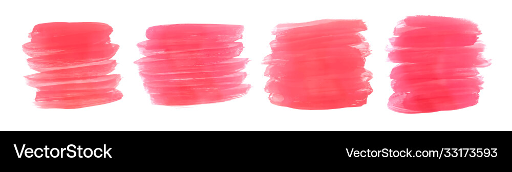 Pink watercolor paint brush stroke set four Vector Image