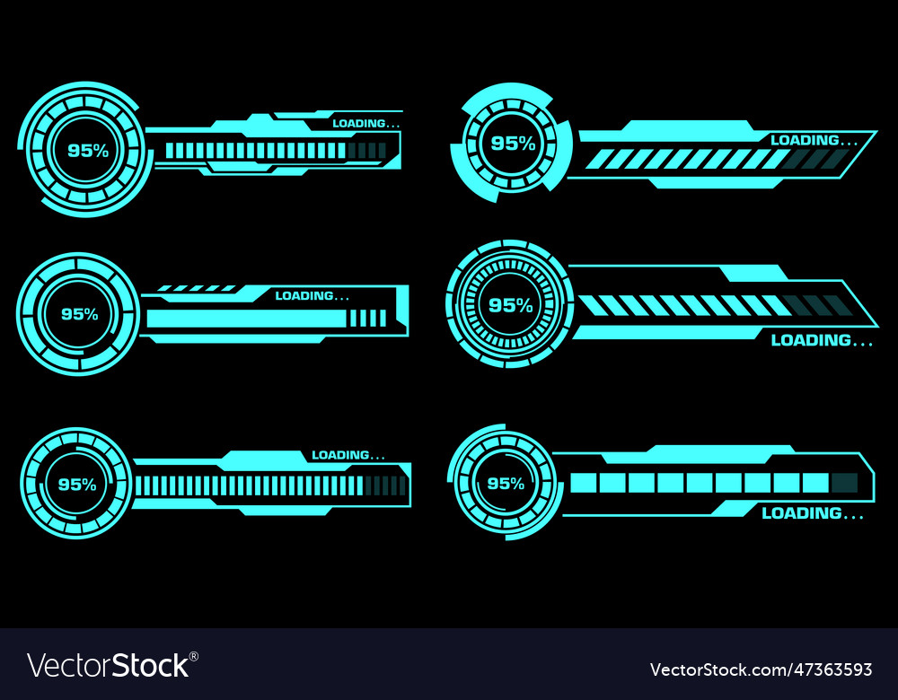 Set of hud modern loading progress bars user Vector Image