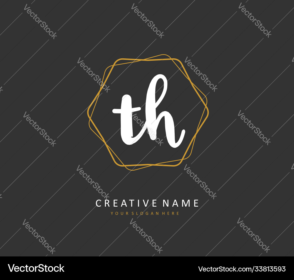 T h th initial letter handwriting and signature Vector Image