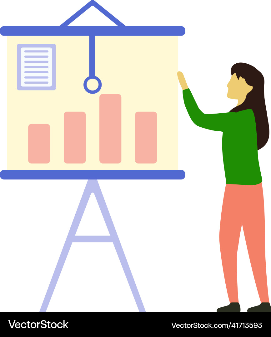 Woman presenting report at boardroom icon Vector Image