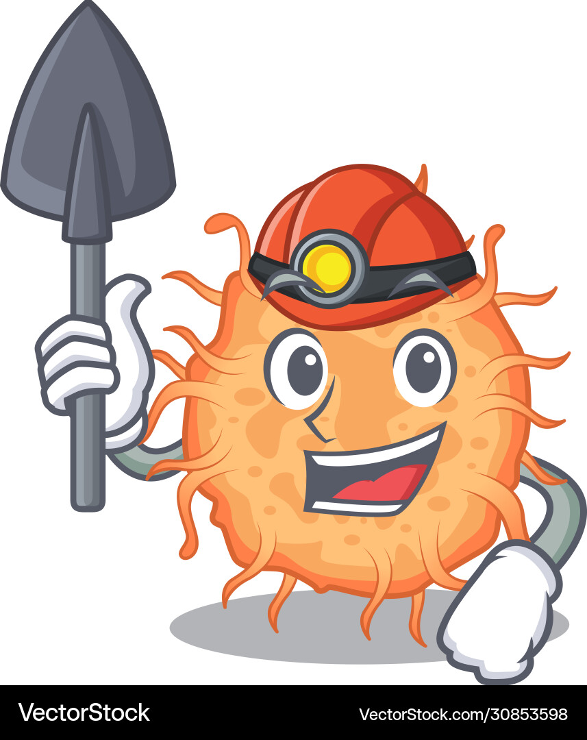 Bacteria endospore miner cartoon design concept Vector Image