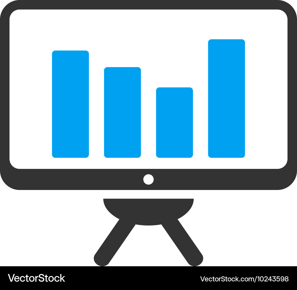 Bar chart monitoring flat icon Royalty Free Vector Image