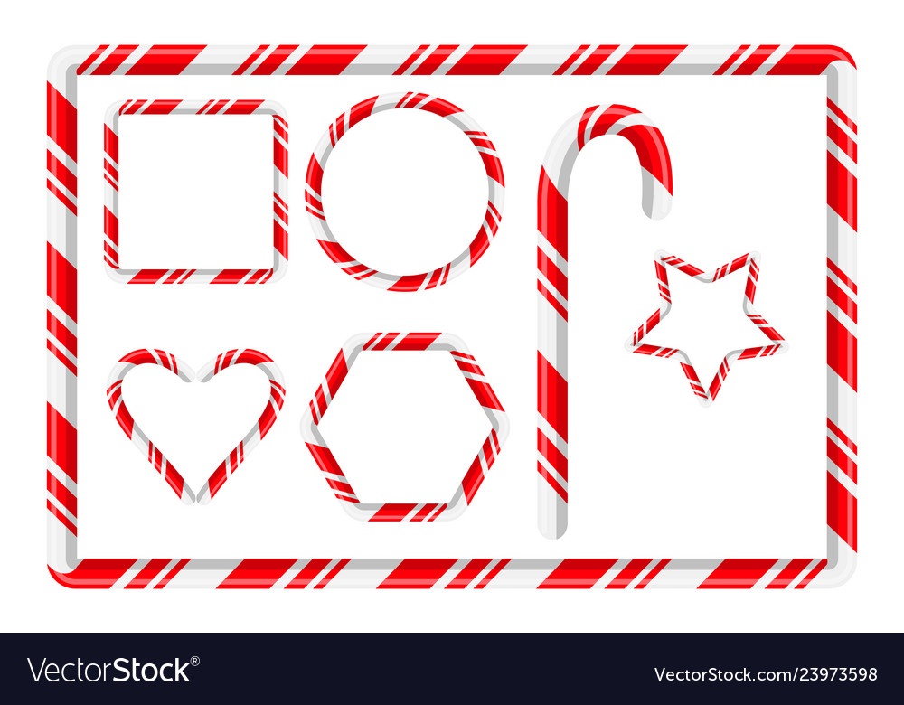 Candy cane frame and more for christmas design Vector Image