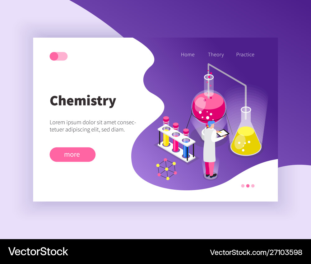 Chemistry isometric landing page Royalty Free Vector Image