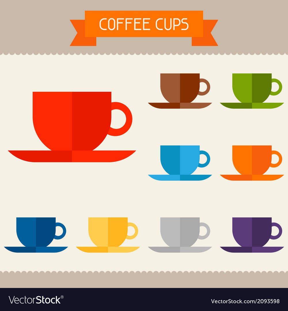 Coffee cups colored templates for your design Vector Image