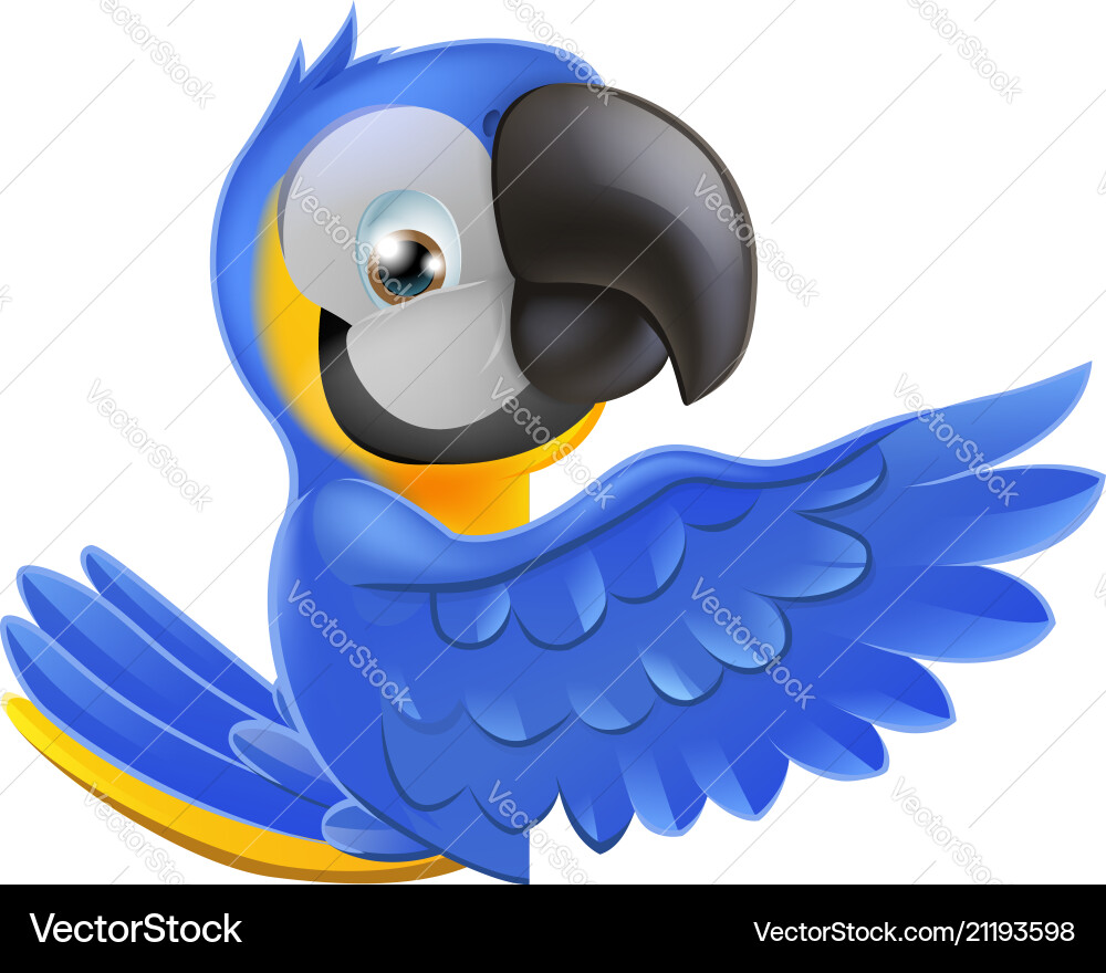 Cute blue and yellow parrot Royalty Free Vector Image