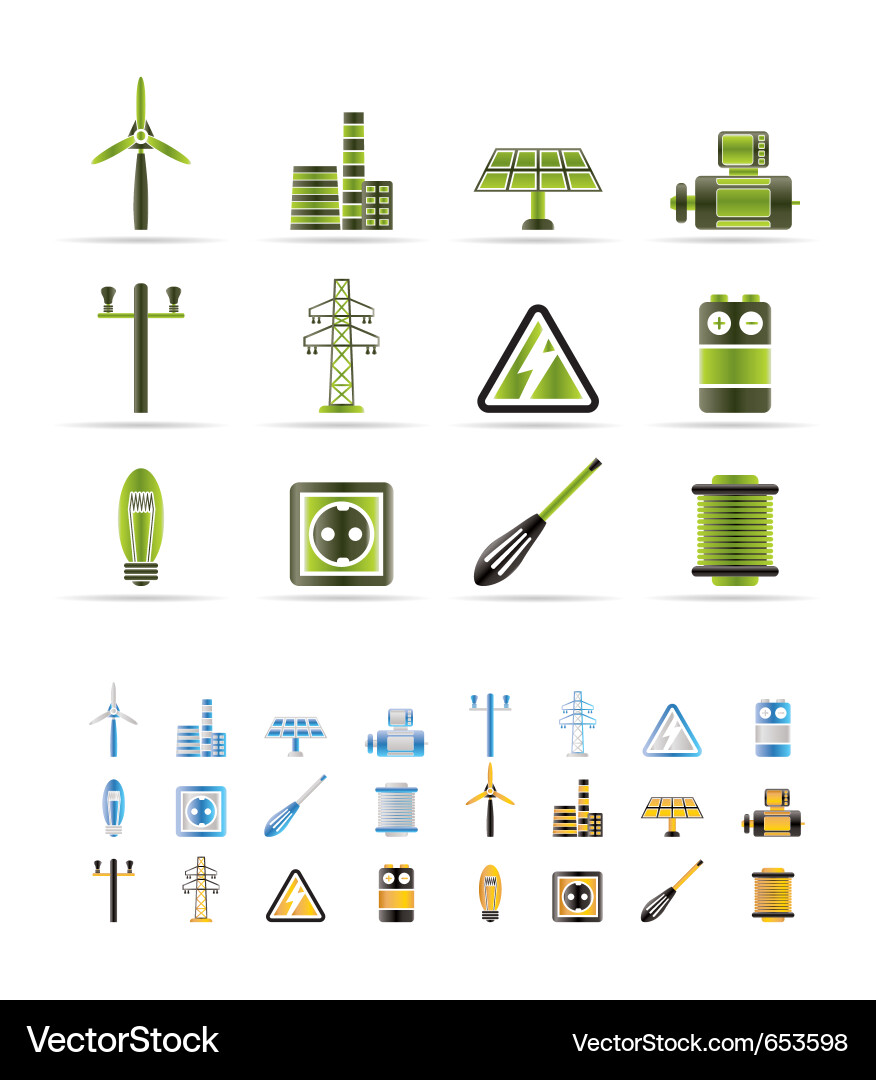 Electricity and power icons Royalty Free Vector Image