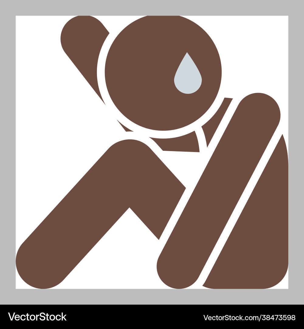 Man sweating icon with fear stress Royalty Free Vector Image