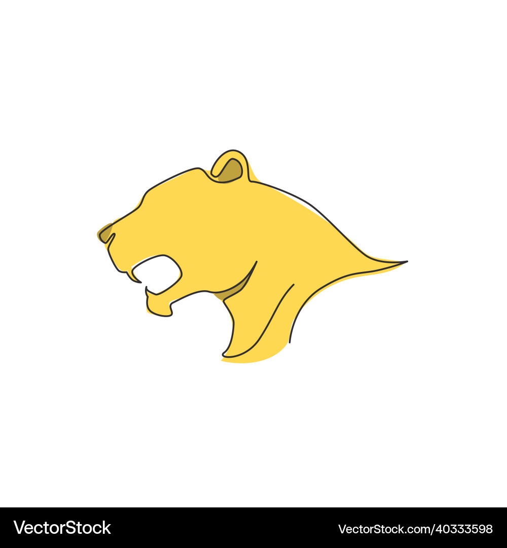 One single line drawing of wild leopard head Vector Image