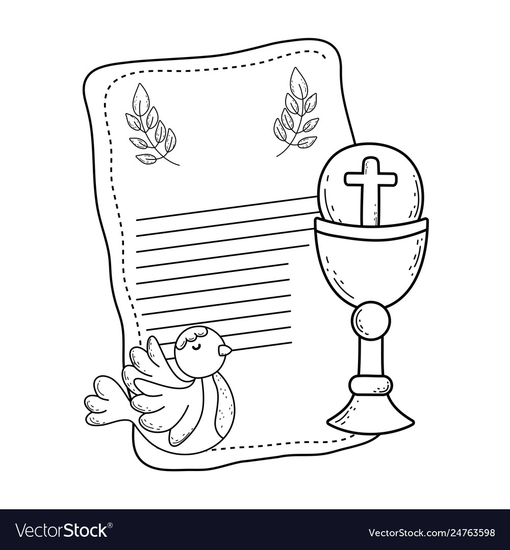 Sacred chalice religious with dove bird Royalty Free Vector