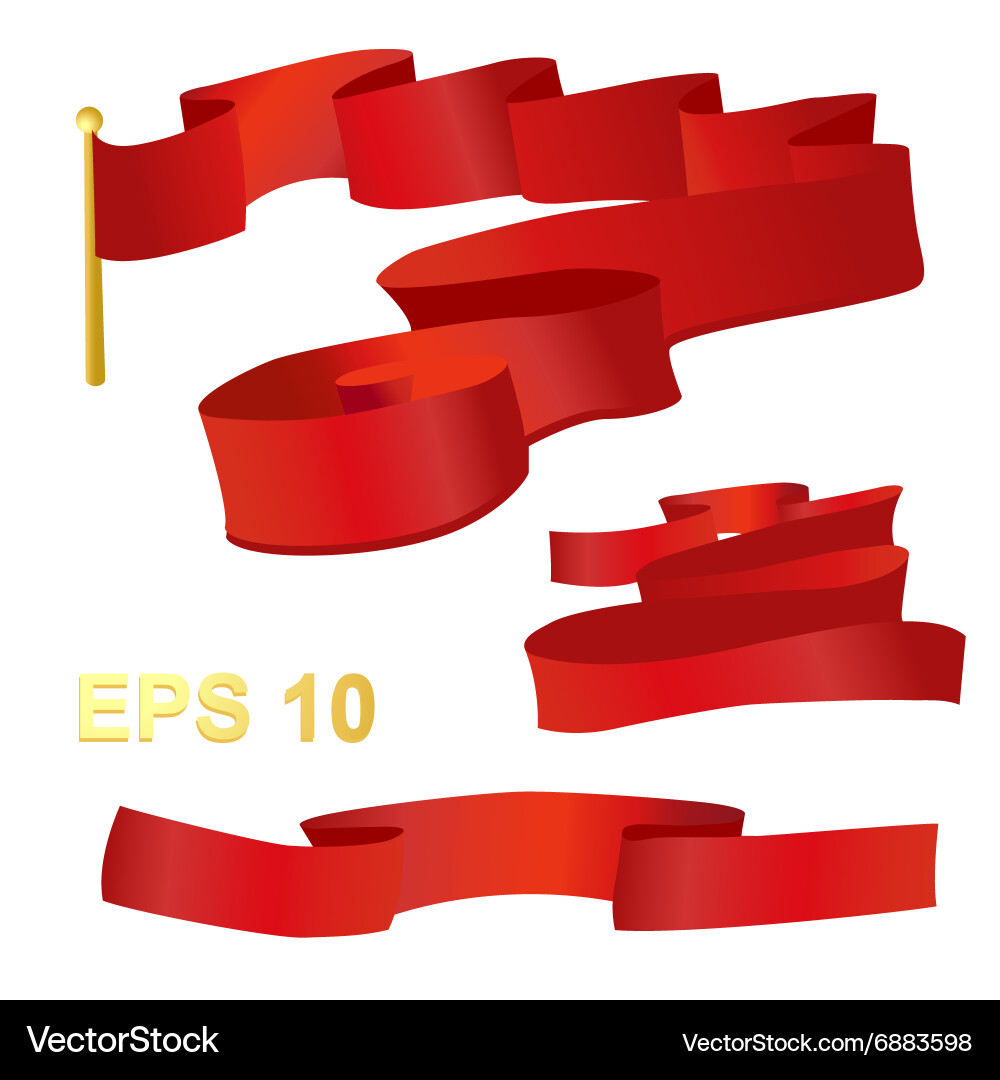 Set of red ribbon Royalty Free Vector Image - VectorStock