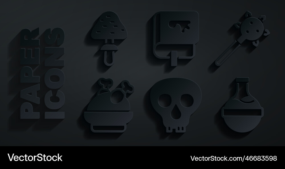 Set skull mace with spikes roasted turkey Vector Image