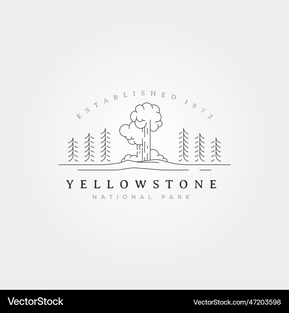 Yellowstone line art logo design Royalty Free Vector Image