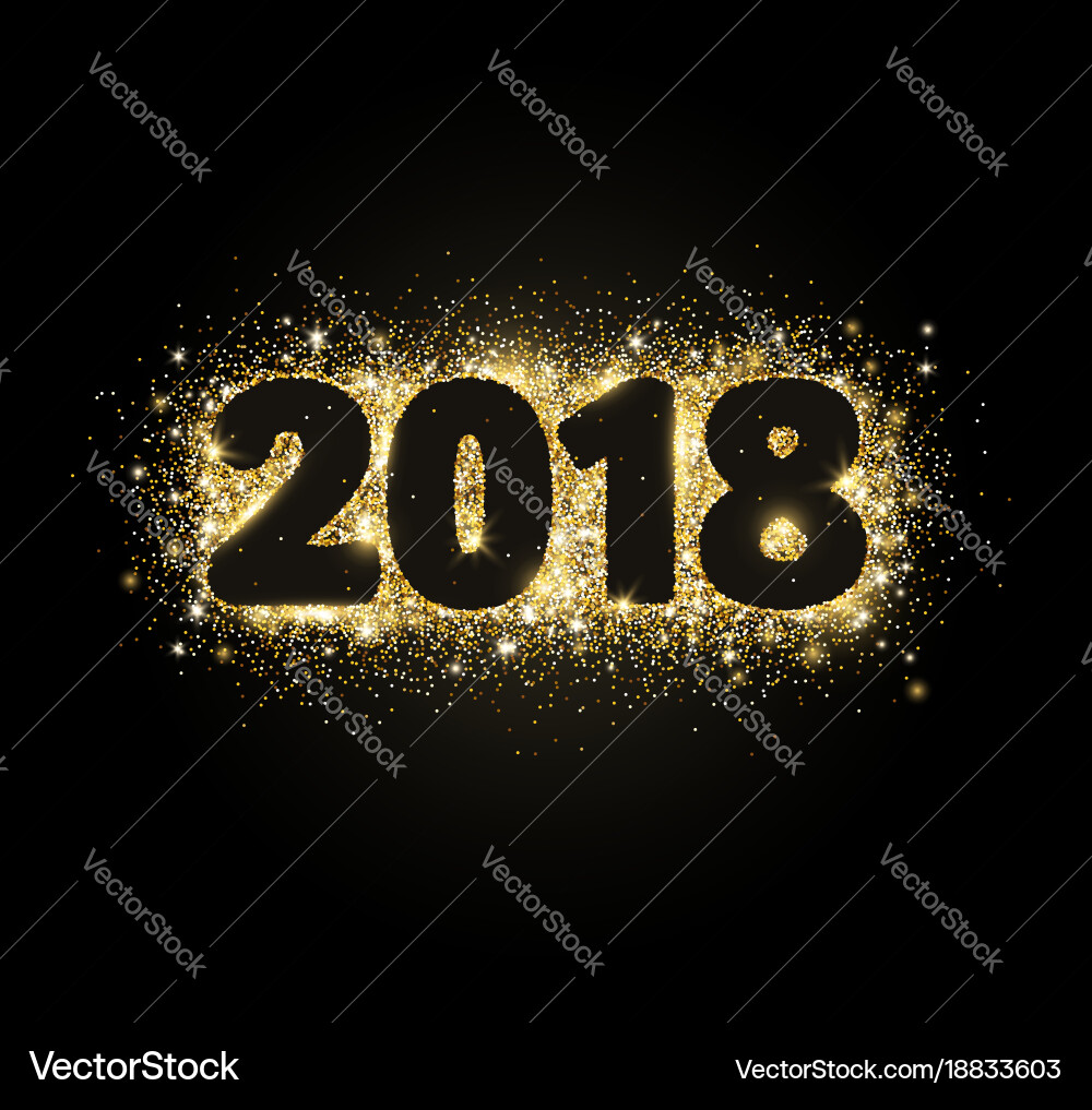 2018 glitter typography design golden sparkling Vector Image