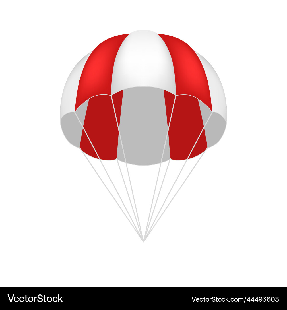 3d red and white big parachute on background Vector Image