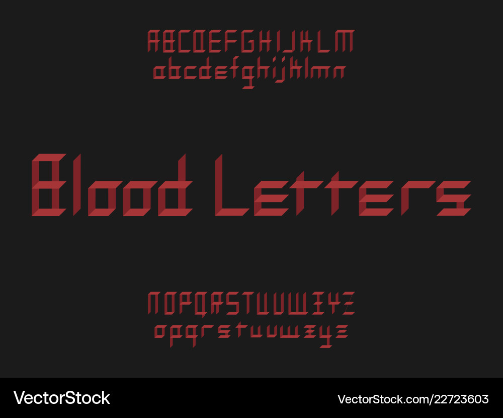 Blood letters font alphabet Royalty Free Vector Image