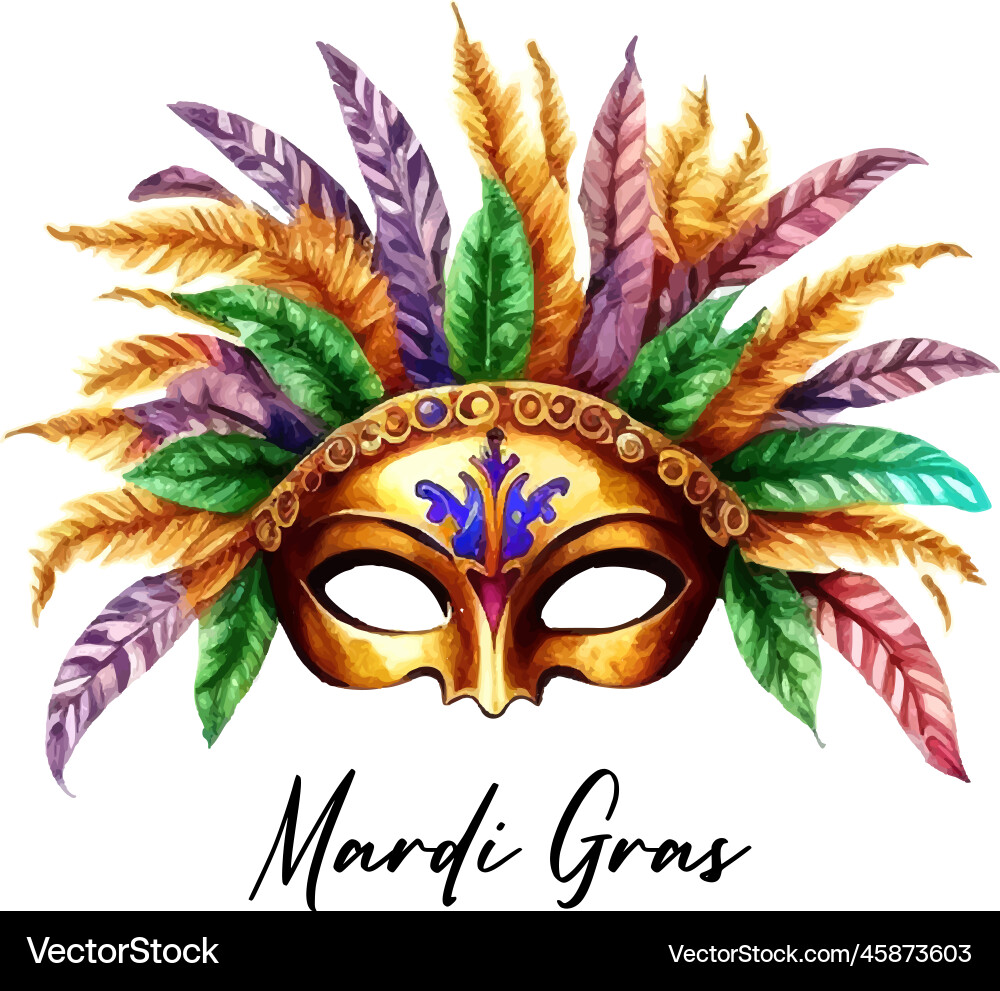 Carnival venetian mask with feathers colored Vector Image