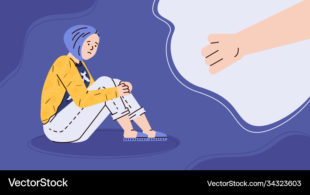 Concept help for sad unhappy lonely depressed Vector Image