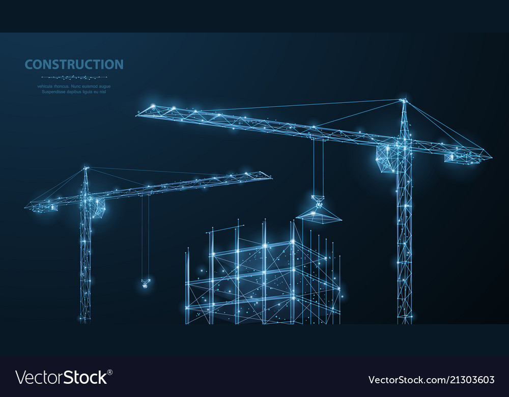 Construction polygonal wireframe building under Vector Image