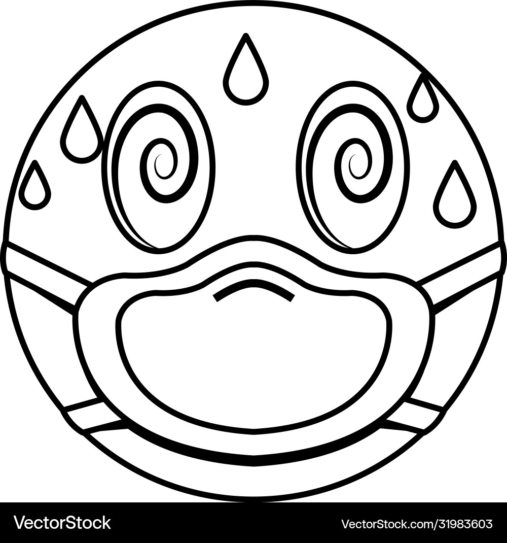 Hot emoji with mask line style icon design Vector Image