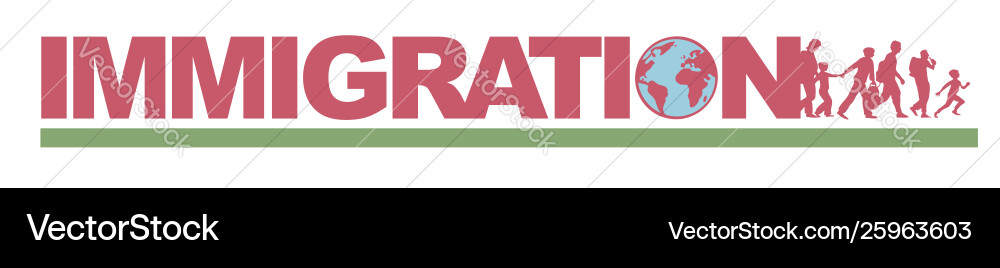 Immigration word concept with people walking Vector Image