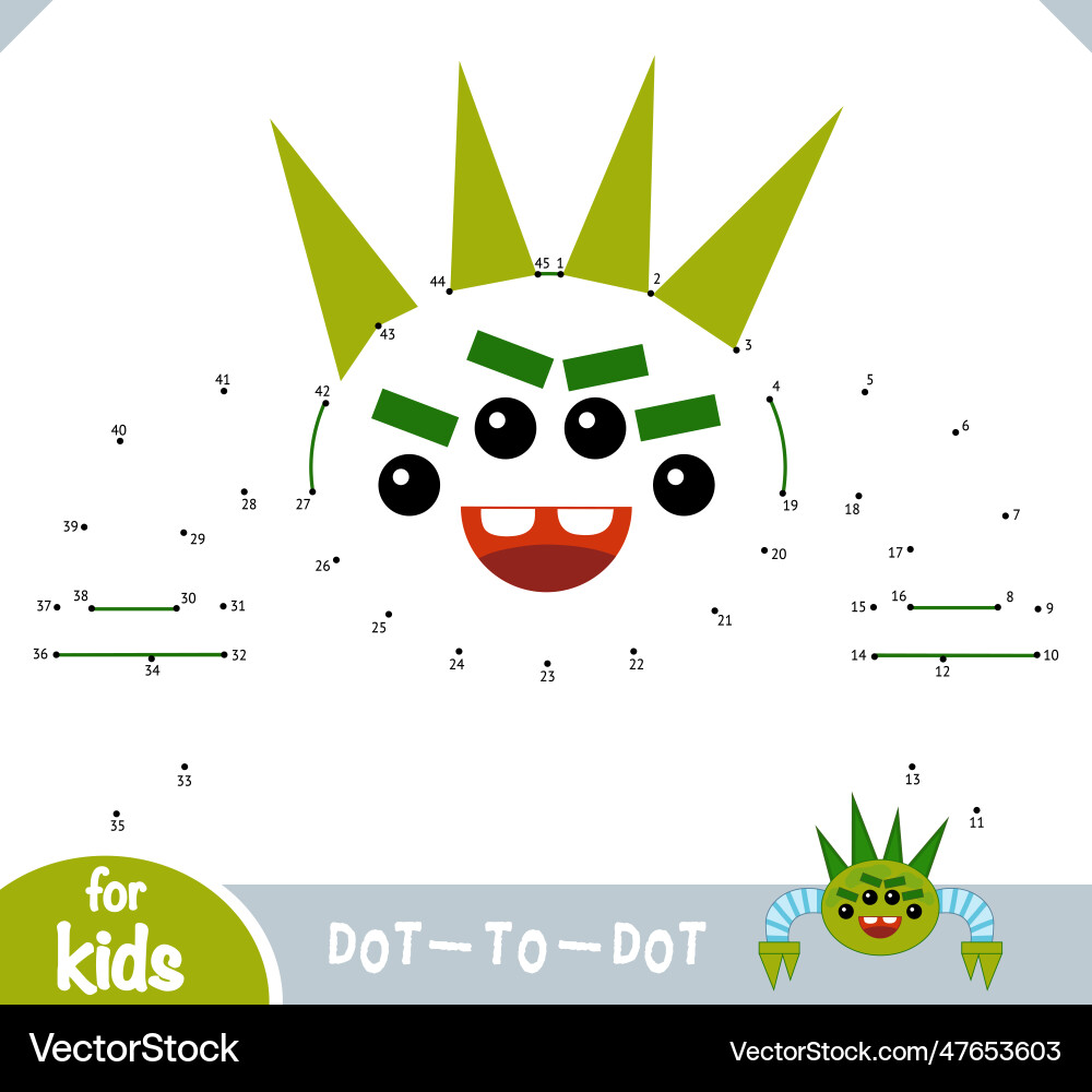 Numbers game dot to for children cute Royalty Free Vector