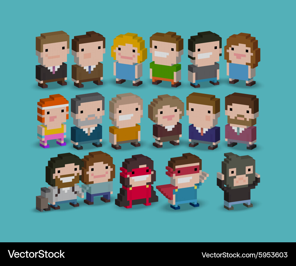 Pixel people Royalty Free Vector Image - VectorStock