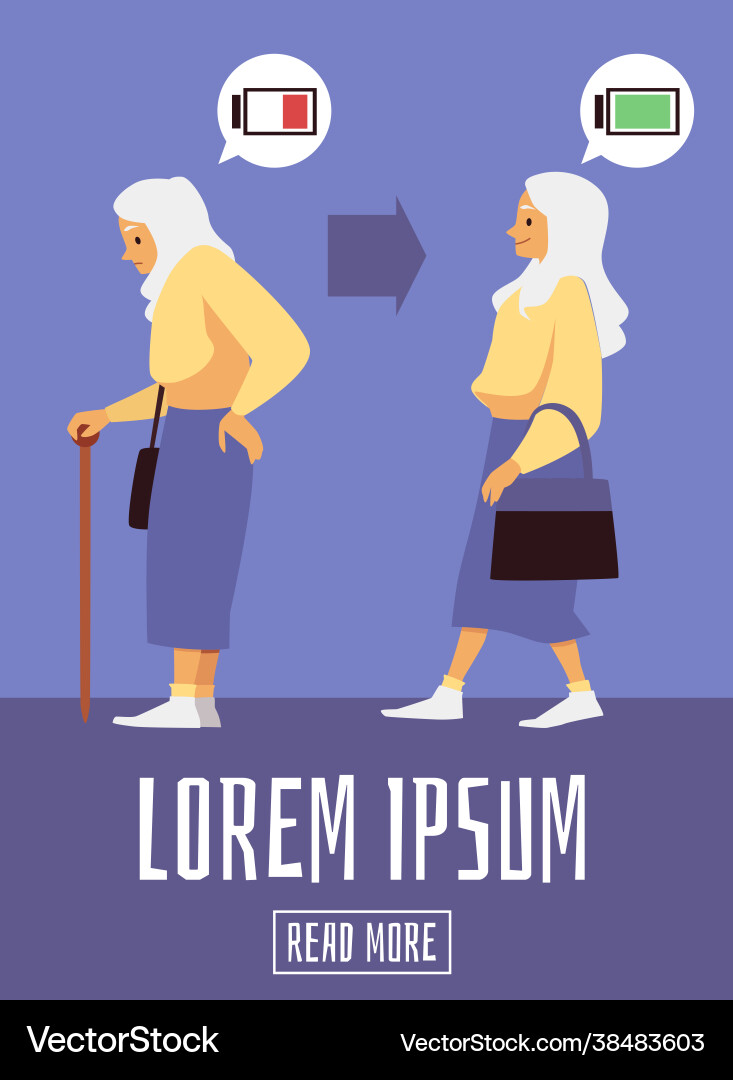 Poster with energetic and tired walking Royalty Free Vector