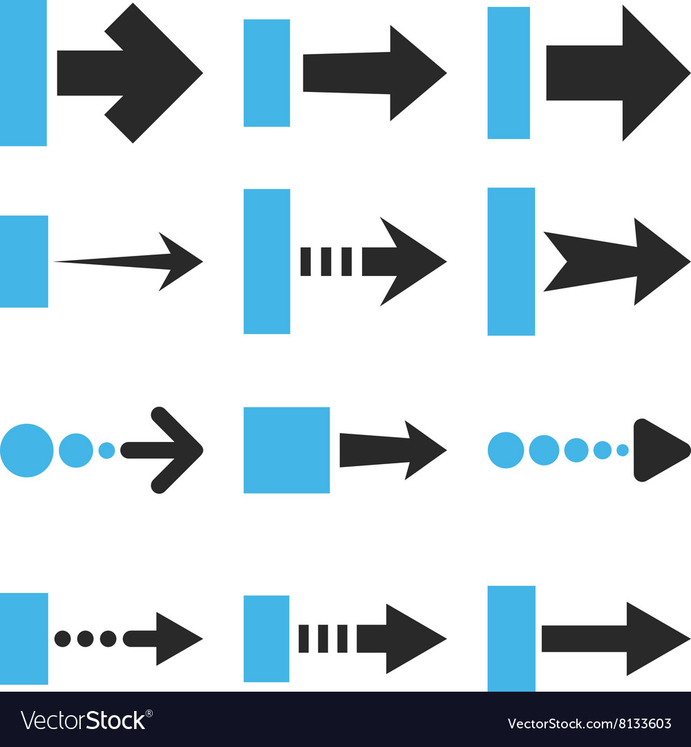 Pull right flat icon set Royalty Free Vector Image