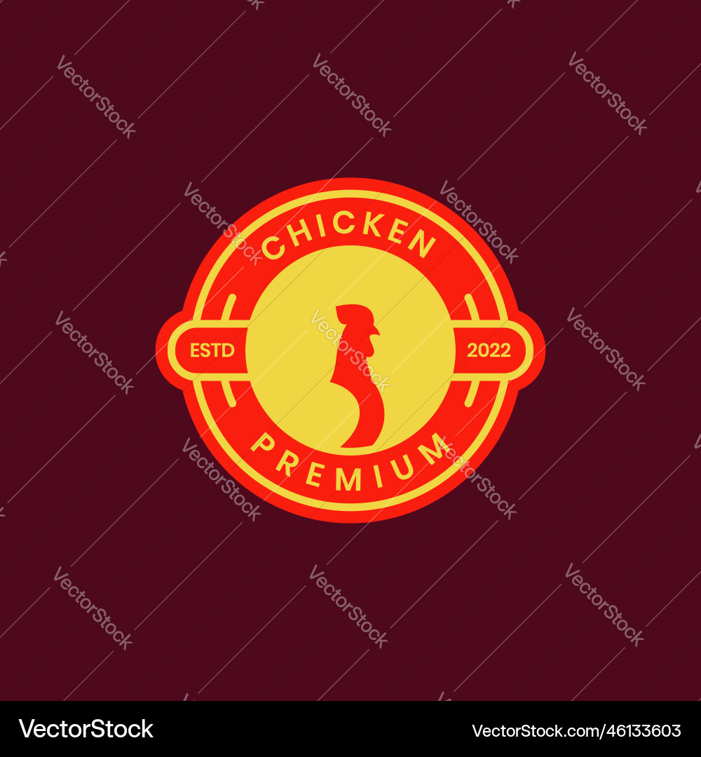 Rooster chicken poultry circle badge logo design Vector Image