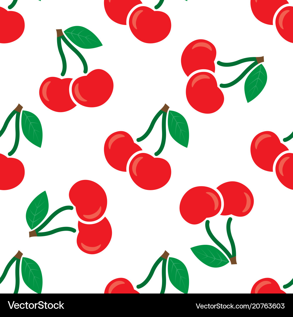 Seamless pattern with red cherry Royalty Free Vector Image