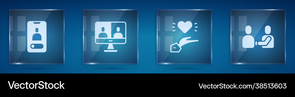 Set incoming call on mobile video chat conference Vector Image