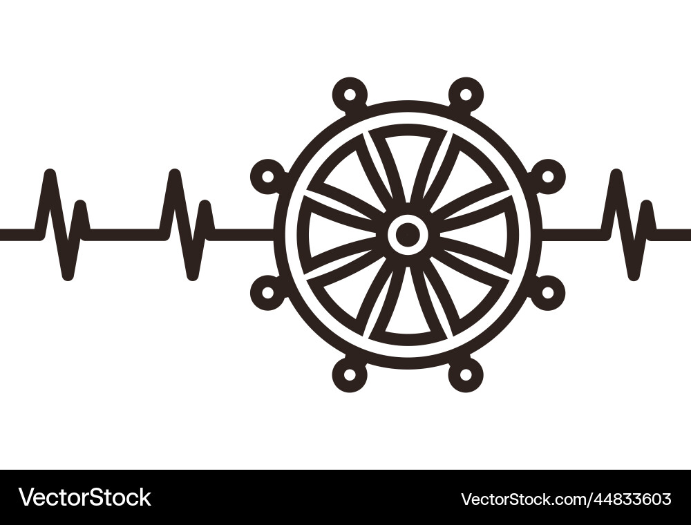 Ship rudder heartbeat wheel ship ship steering Vector Image