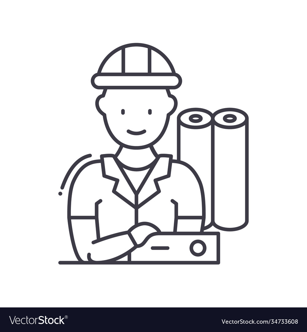 Architect icon linear isolated thin Royalty Free Vector