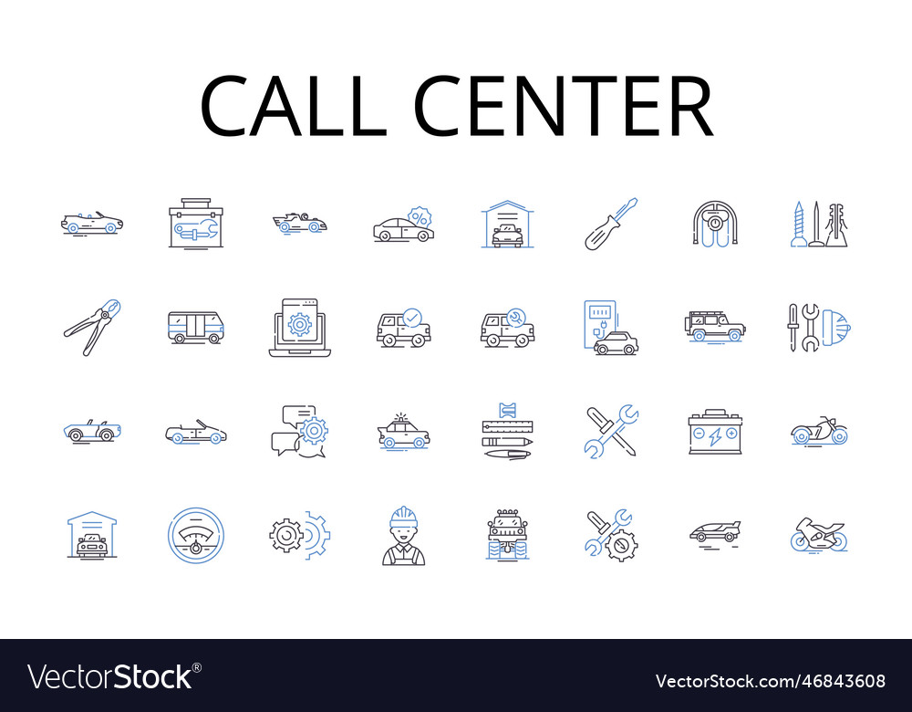 Call center line icons collection help desk Vector Image Call center line icons collection help desk Vector Image