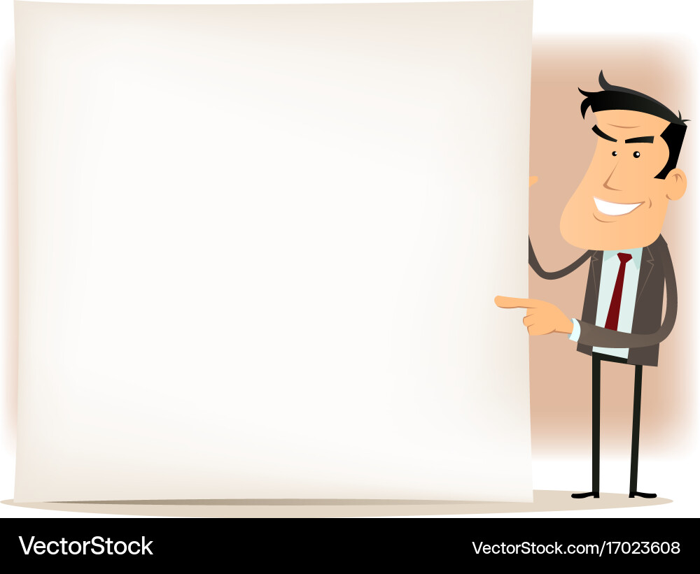 Cartoon businessman sign Royalty Free Vector Image