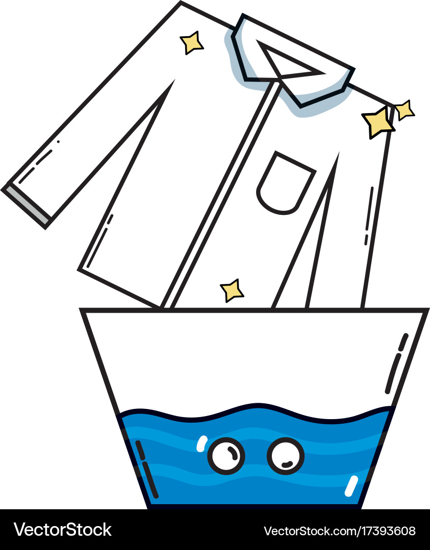 Clean shirt soaking in pail with water Royalty Free Vector