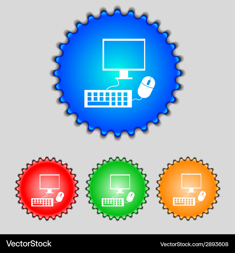 Computer widescreen monitor keyboard mouse sign Vector Image