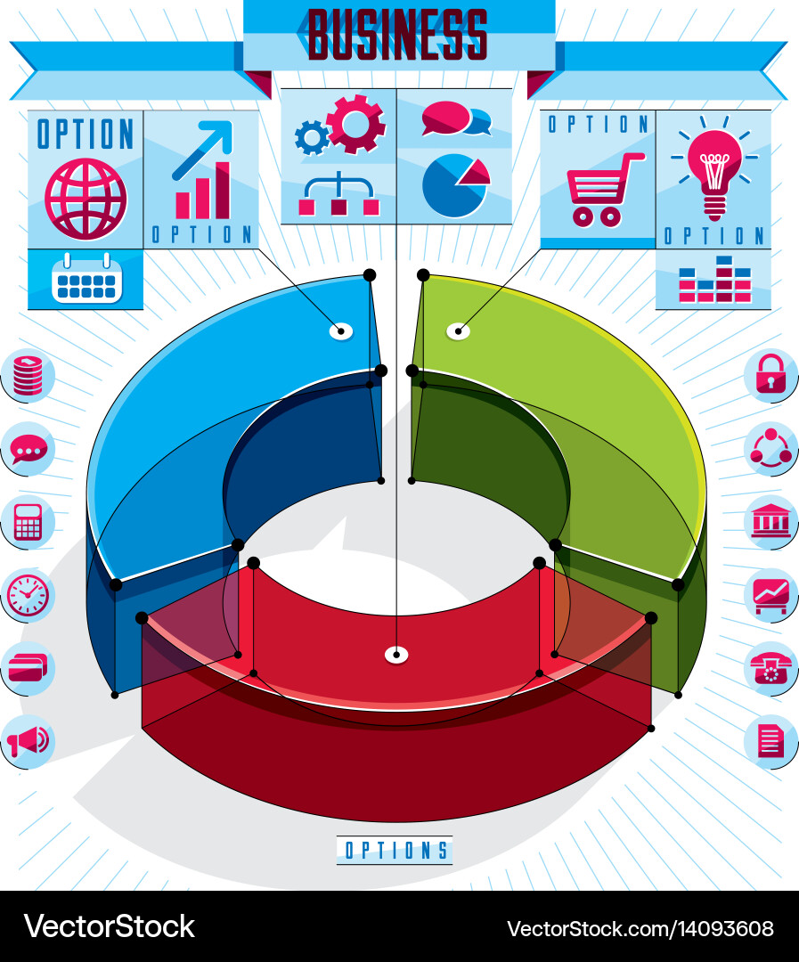 Creative infographics template three sectored 3d Vector Image