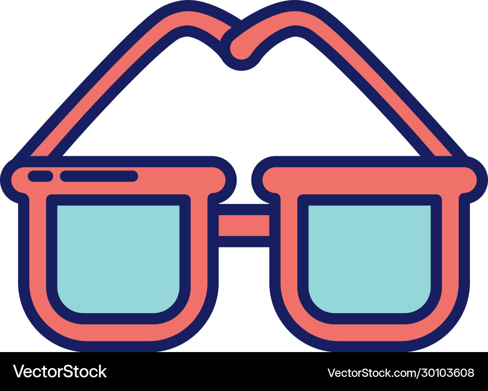 Cute glasses line and fill style icon Royalty Free Vector