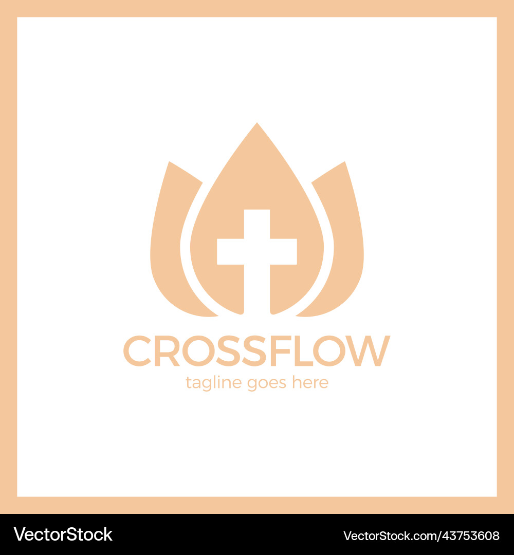 Flower cross logo - church Royalty Free Vector Image
