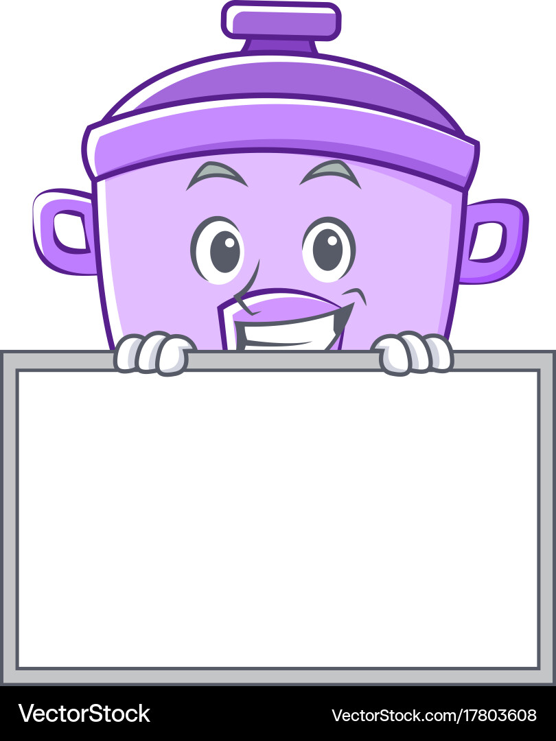 Grinning with board rice cooker character cartoon Vector Image