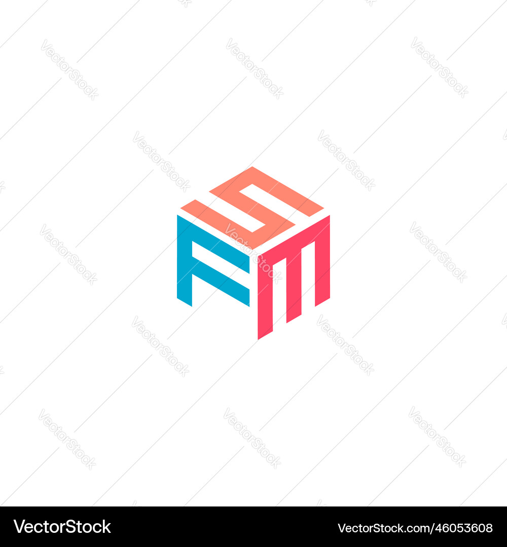 Hexagon logo with the letters sfm design Vector Image