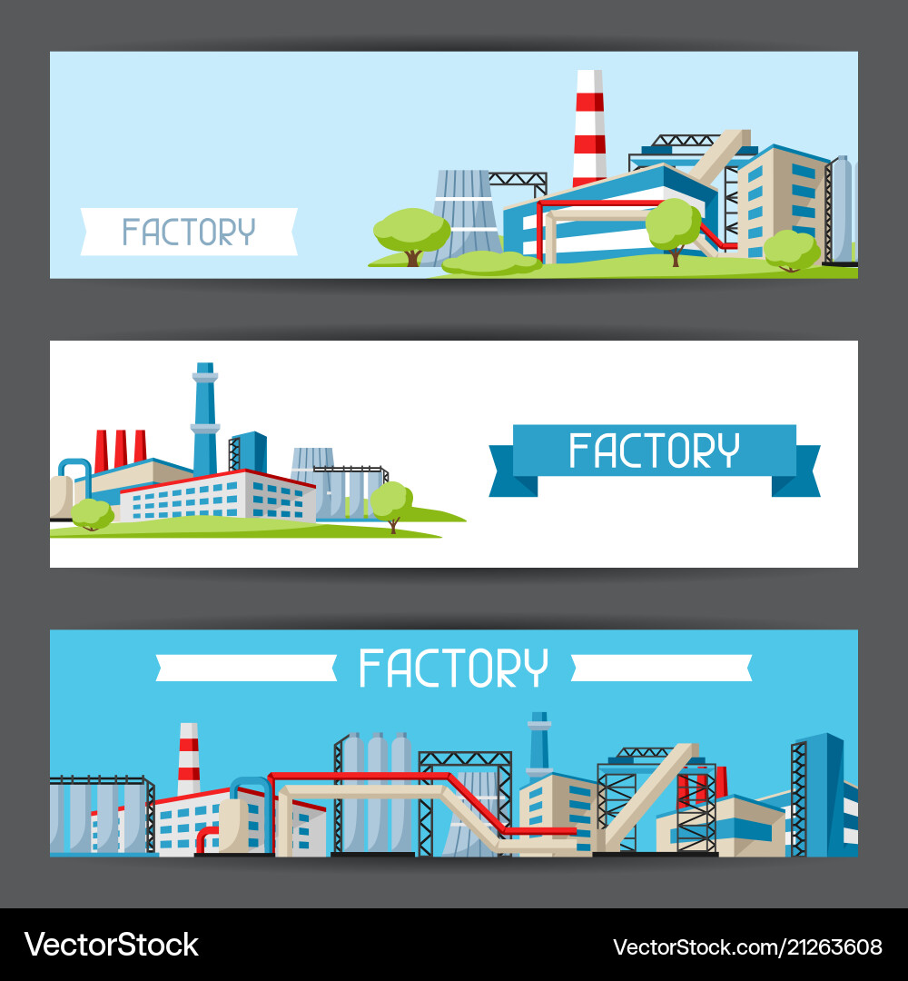 Industrial factory banners Royalty Free Vector Image